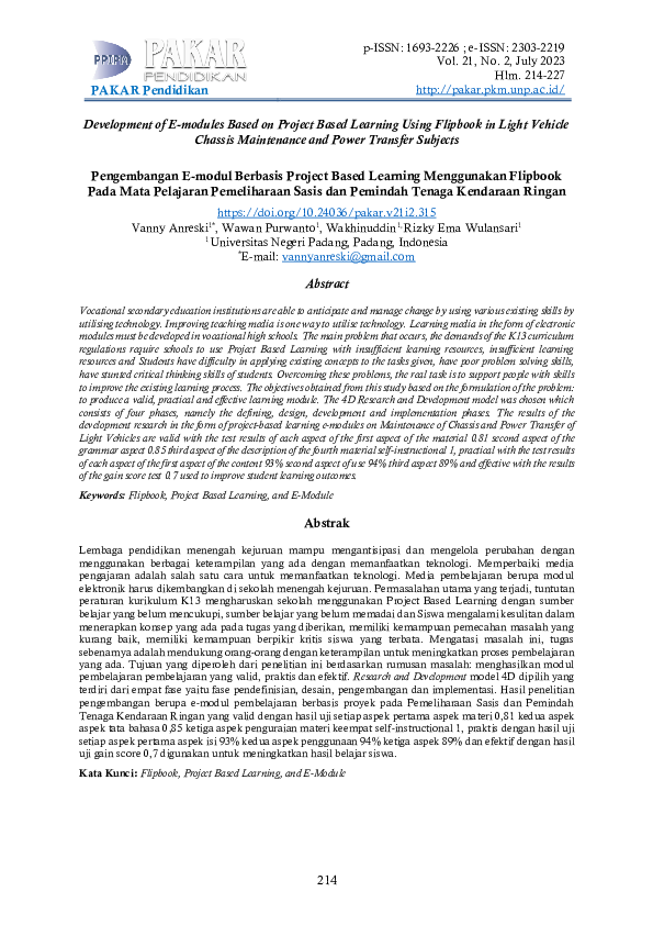 (PDF) Pengembangan E-modul Berbasis Project Based Learning Menggunakan ...