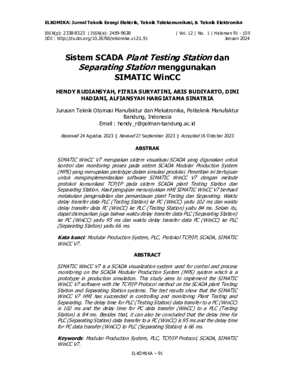 (PDF) Sistem SCADA Plant Testing Station dan Separating Station ...