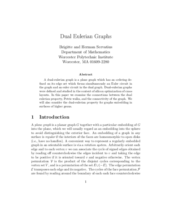 (PDF) Dual Eulerian Graphs