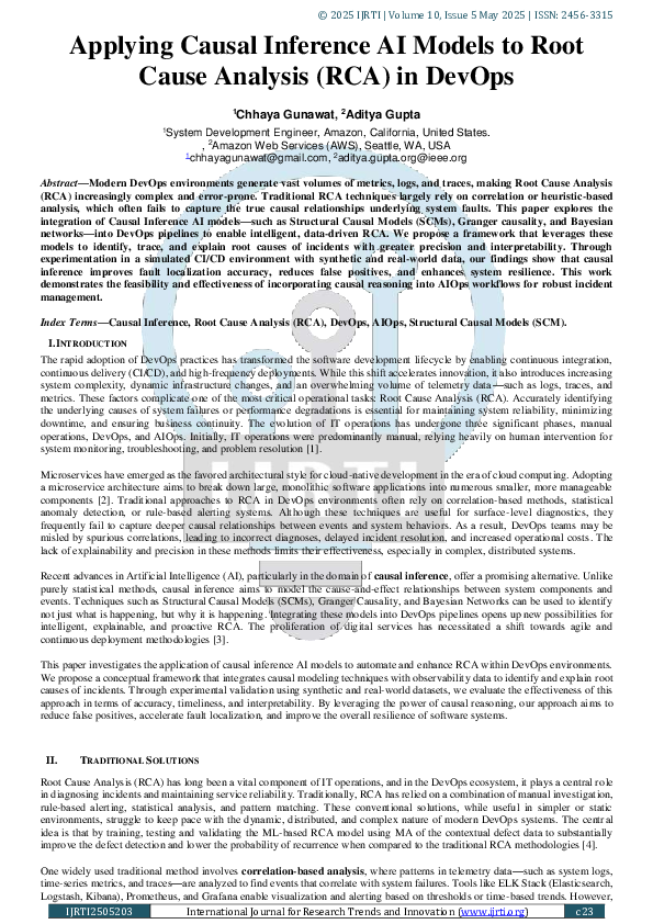 (PDF) Applying Causal Inference AI Models to Root Cause Analysis (RCA ...