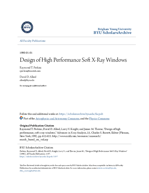 (PDF) Design of High Performance Soft X-Ray Windows