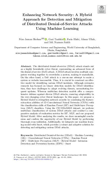 (PDF) Enhancing Network Security: A Hybrid Approach for Detection and Mitigation of Distributed ...