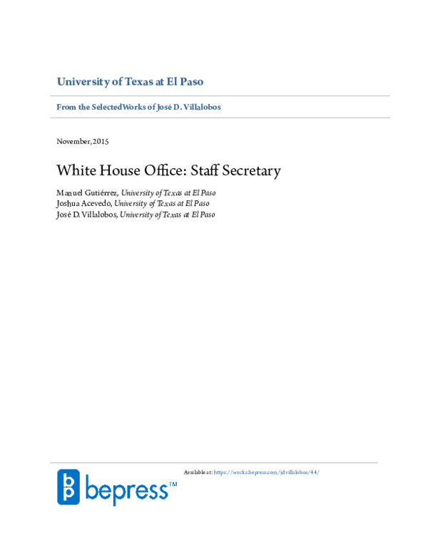 (PDF) White House Office: Staff Secretary