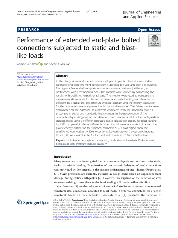 (PDF) Performance of extended end-plate bolted connections subjected to ...