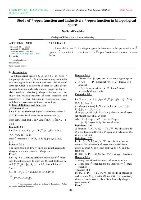 (PDF) Study of -open function and Inductively -open function in ...