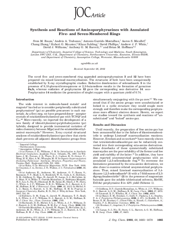 (PDF) Synthesis and Reactions of Aminoporphyrazines with Annulated Five ...