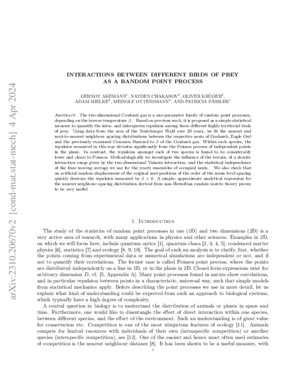 (PDF) Interactions Between Different Birds of Prey as a Random Point ...