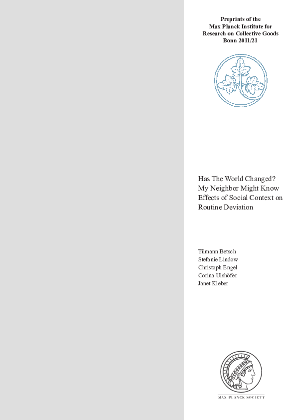 (PDF) Has the World Changed? My Neighbor Might Know: Effects of Social ...