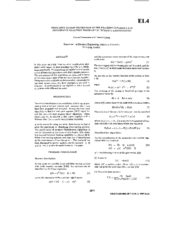 (PDF) Frequency domain description of the tracking capability and ...