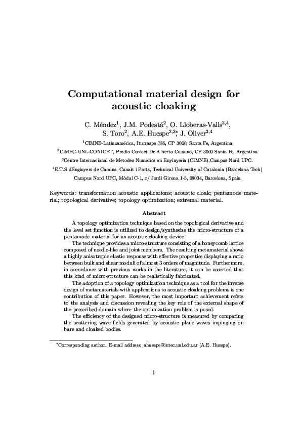 (PDF) Computational material design for acoustic cloaking