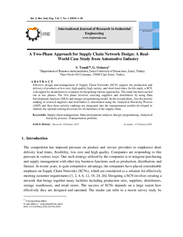 (PDF) A Two-Phase Approach for Supply Chain Network Design: A Real-World Case Study from ...