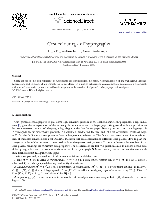 (PDF) Cost colourings of hypergraphs
