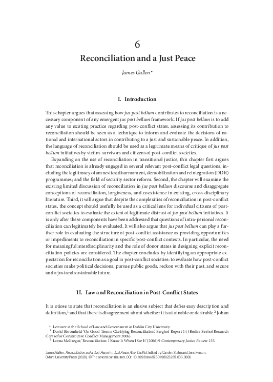 (PDF) Reconciliation and a Just Peace