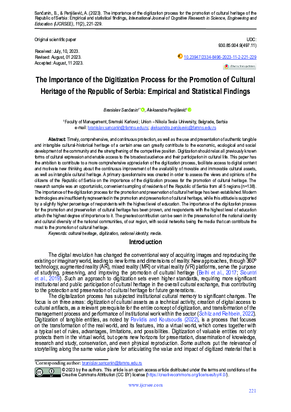 (PDF) The Importance of the Digitization Process for the Promotion of ...