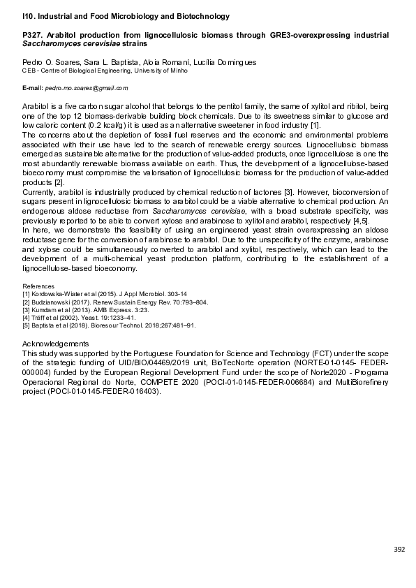 (PDF) Arabitol production from lignocellulosic biomass through GRE3 ...