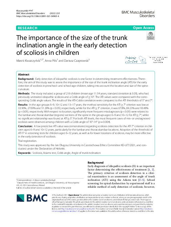 (PDF) The importance of the size of the trunk inclination angle in the ...