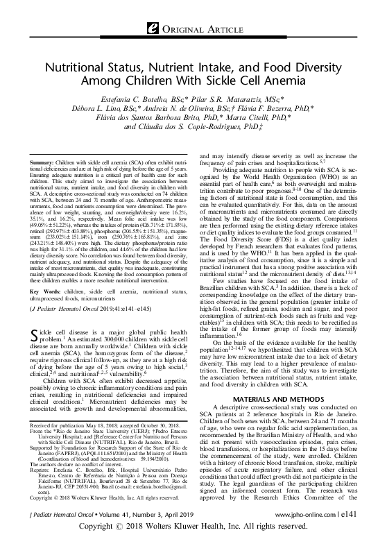(PDF) Nutritional Status, Nutrient Intake, and Food Diversity Among ...