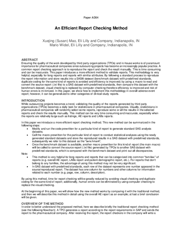 (PDF) An Efficient Report Checking Method