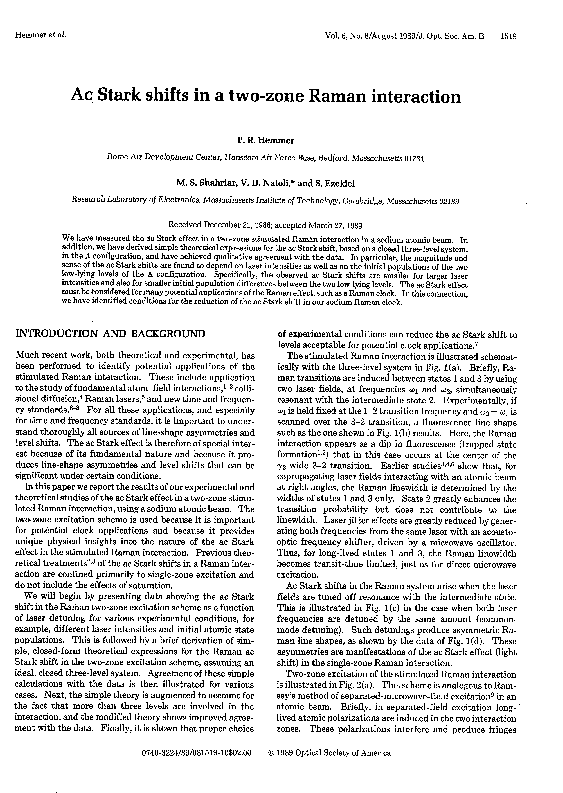 (PDF) Ac Stark shifts in a two-zone Raman interaction