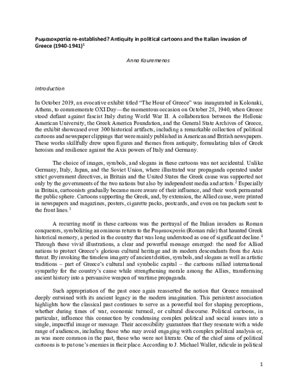 (PDF) (Forthcoming) Pωμαιοκρατία re-established? Antiquity in political ...