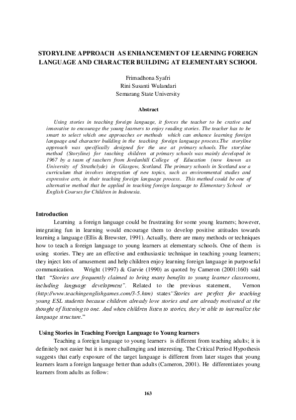 (PDF) Storyline Approach as Enhancement of Learning Foreign Language ...