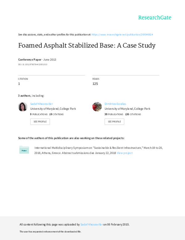 (PDF) Foamed Asphalt Stabilized Base: A Case Study