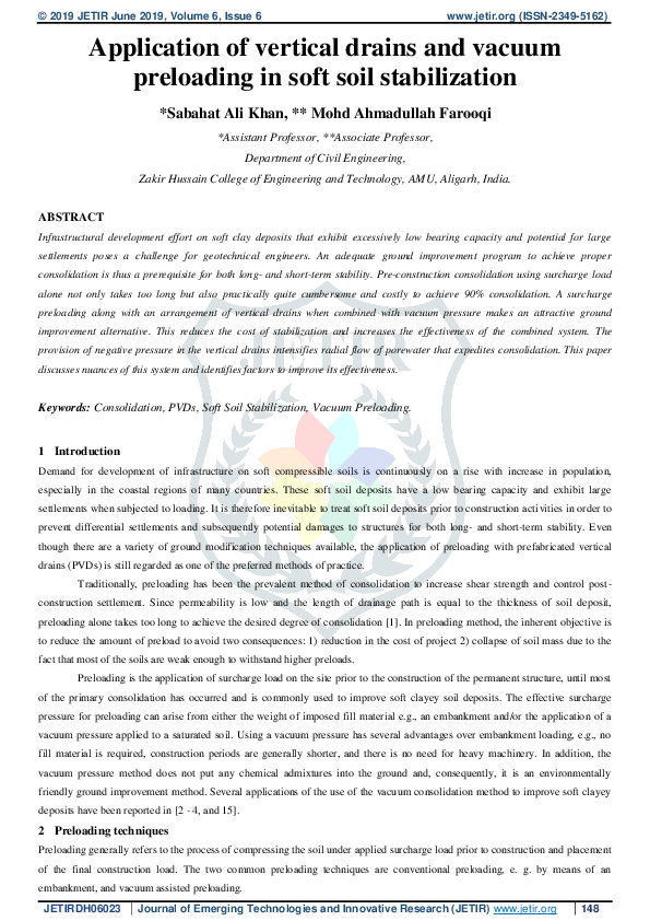 (PDF) Application of vertical drains and vacuum preloading in soft soil ...