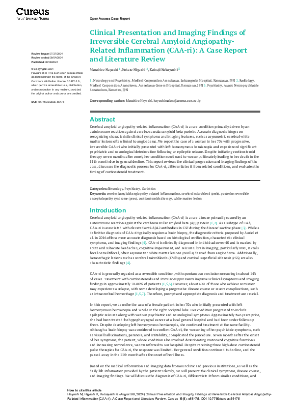 (PDF) Clinical Presentation and Imaging Findings of Irreversible ...