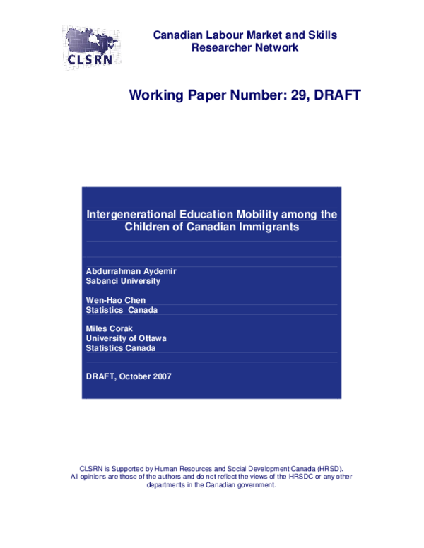 (PDF) Canadian Labour Market and Skills Researcher Network Working ...