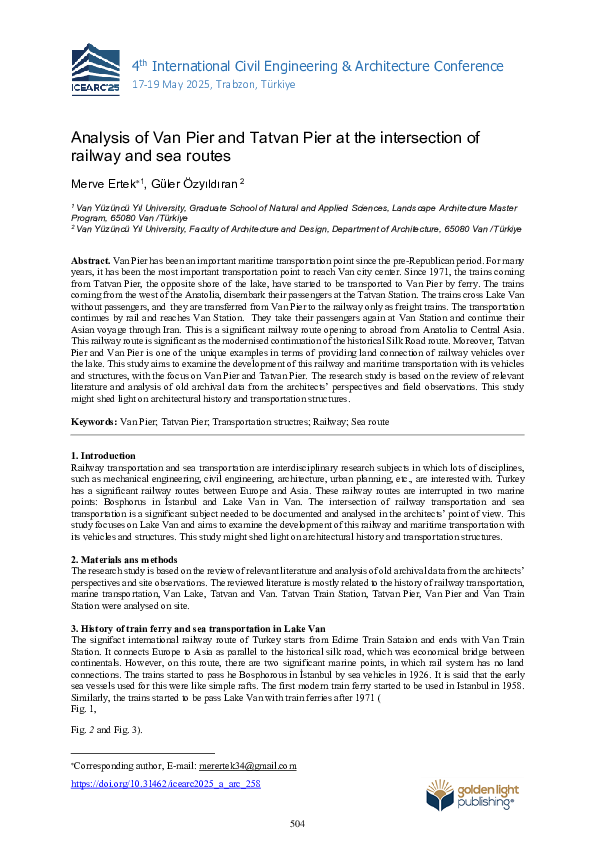 (PDF) Analysis of Van Pier and Tatvan Pier at the intersection of ...
