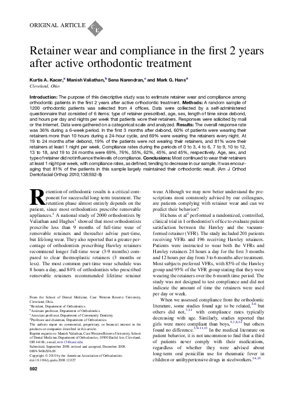 (PDF) Retainer wear and compliance in the first 2 years after active ...