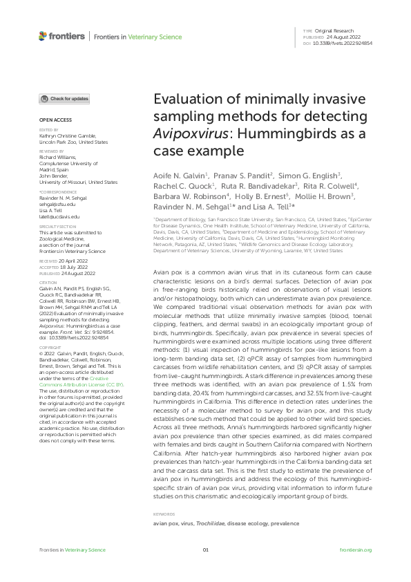 (PDF) Evaluation of minimally invasive sampling methods for detecting ...