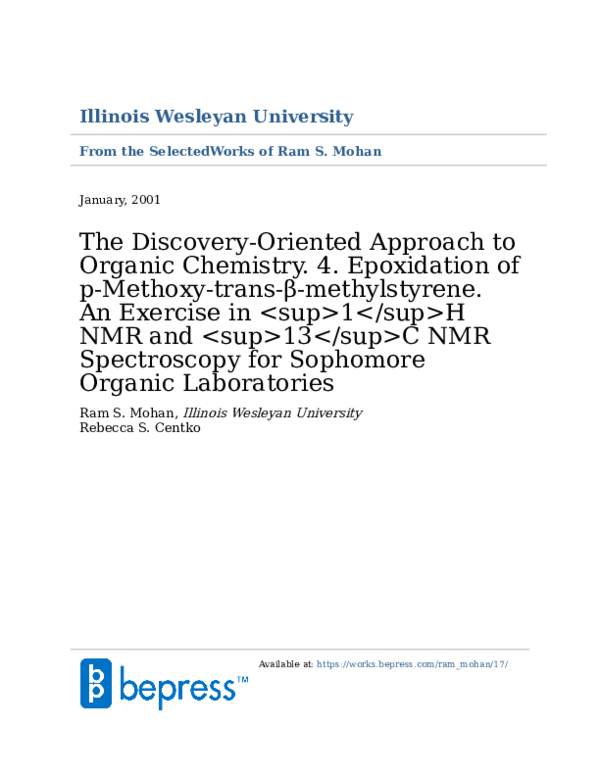 (PDF) An Exercise in NMR and IR Spectroscopy for Sophomore Organic ...