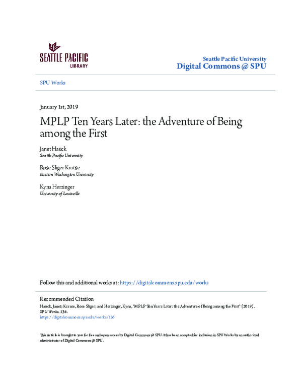 (PDF) MPLP Ten Years Later: the Adventure of Being among the First