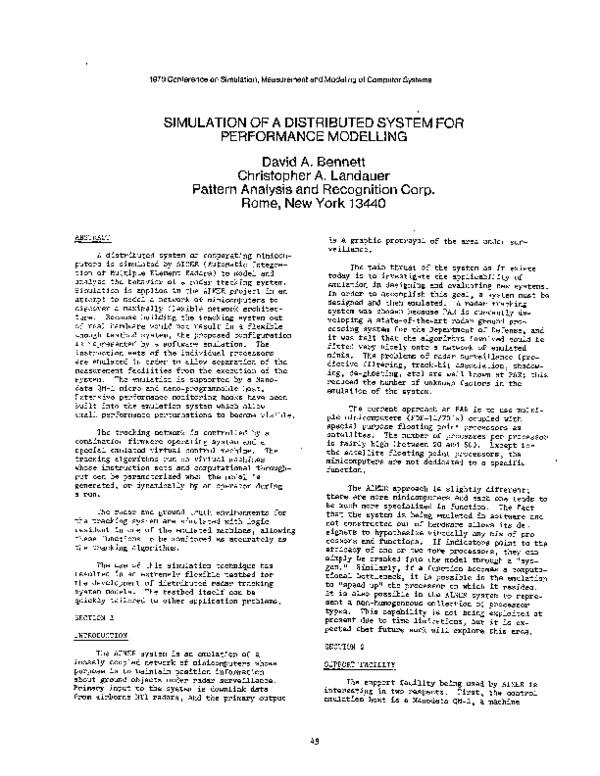 (PDF) Simulation of a distributed system for performance modelling