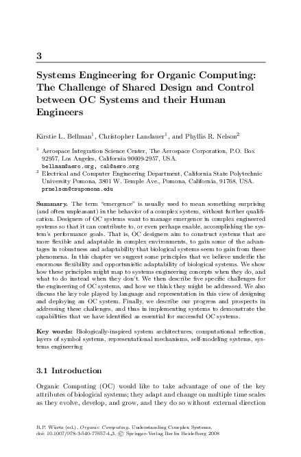 (PDF) Systems Engineering for Organic Computing: The Challenge of ...