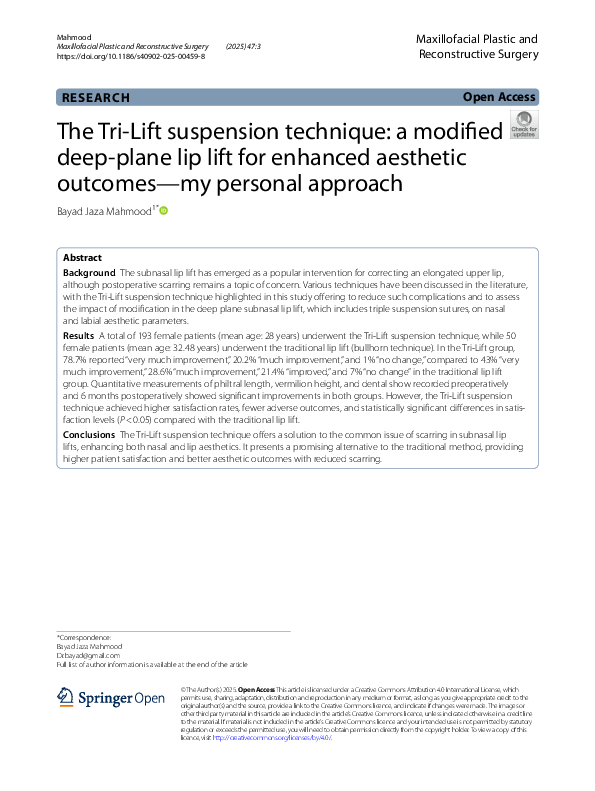 (PDF) The Tri-Lift suspension technique: a modified deep-plane lip lift ...