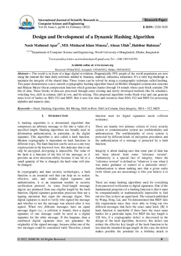 (PDF) Design and Development of a Dynamic Hashing Algorithm