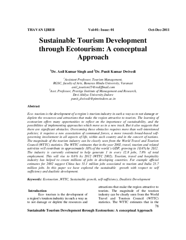(PDF) Sustainable Tourism Development Through Ecotourism: A Conceptual ...