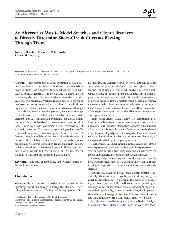 (PDF) An Alternative Way to Model Switches and Circuit Breakers to ...