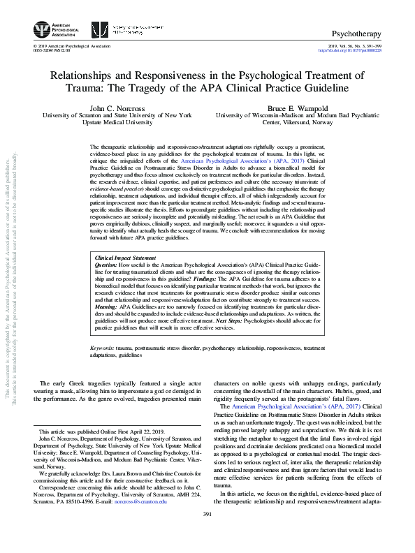 (PDF) Relationships and responsiveness in the psychological treatment ...