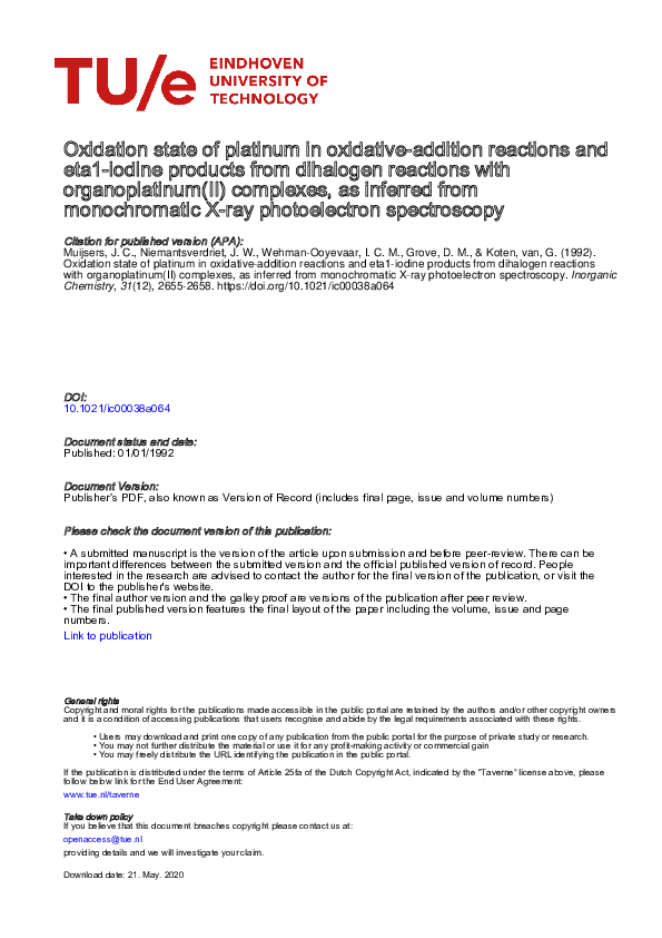(PDF) Oxidation state of platinum in oxidative-addition reactions and ...
