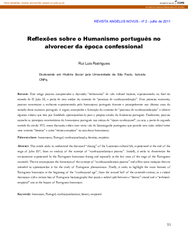 (PDF) Reflections on Portuguese humanism at the dawn of the ...