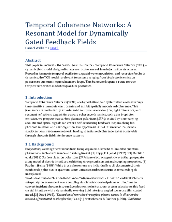 (PDF) Experimental Model for creating a Temporal Coherence Network