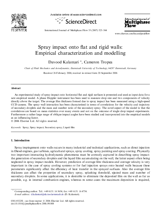 (PDF) Spray impact onto flat and rigid walls: Empirical ...