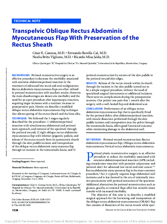 (PDF) Transpelvic Oblique Rectus Abdominis Myocutaneous Flap With ...