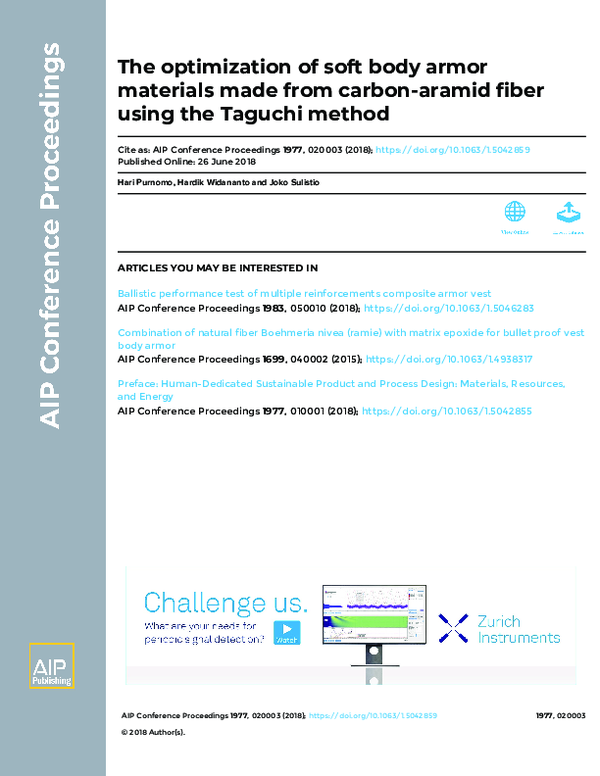 (PDF) The optimization of soft body armor materials made from carbon-aramid fiber using the ...
