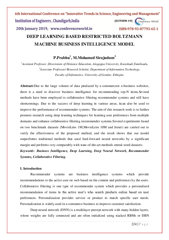 (PDF) DEEP LEARNING BASED RESTRICTED BOLTZMANN MACHINE BUSINESS INTELLIGENCE MODEL