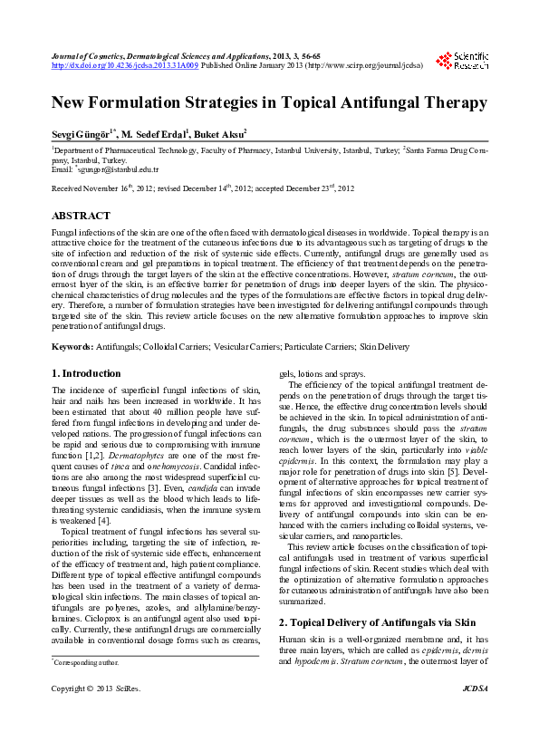 (PDF) New Formulation Strategies in Topical Antifungal Therapy