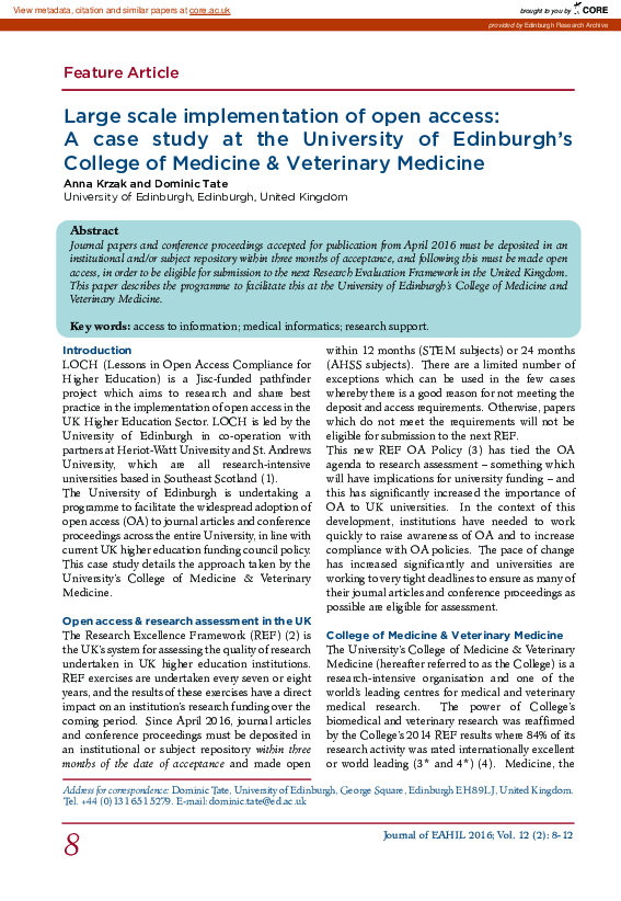 (PDF) Large scale implementation of open access: a case study at the ...